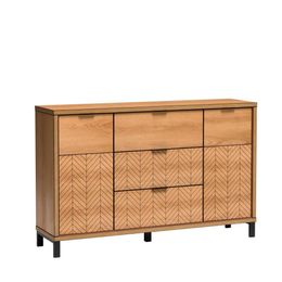 KOMMODE CARINI 158/90/40,6cm mit 3 Schubladen 2 T&uuml;ren Eichefarben