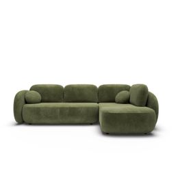 ECKSOFA AMICO II R-S Gr&uuml;n Geflochtener Stoff mit Schlaffunktion