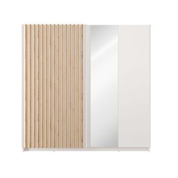 SCHWEBET&Uuml;RENSCHRANK MAREN 200,2/198,5/55,4cm 2-t&uuml;rig mit Spiegel Wei&szlig;