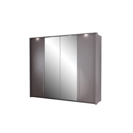 DREHT&Uuml;RENSCHRANK QUINN 255/219/65 cm 2-t&uuml;rig mit Spiegel Braun