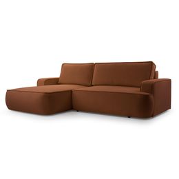 ECKSOFA SOLO Orange Boucle-Stoff mit Schlaffunktion