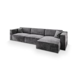 ECKSOFA TOLMO M Grau Velours-Stoff mit Schlaffunktion