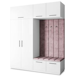 GARDEROBENSCHRANK REMA 200/240/60 cm Modern Garderobe-Set Wei&szlig;