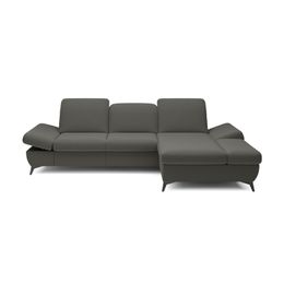 ECKSOFA FELICE R-S Grau Geflochtener Stoff mit Schlaffunktion