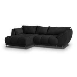ECKSOFA VESTANO L-S Schwarz Boucle-Stoff mit Schlaffunktion