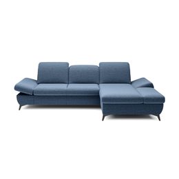 ECKSOFA FELICE R-S Blau Geflochtener Stoff mit Schlaffunktion