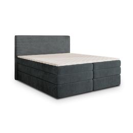 BOXSPRINGBETT MATERN 180x200 cm mit Matratze und Topper - Grau