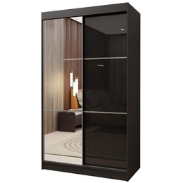 SCHWEBET&Uuml;RENSCHRANK VITALE 120/216/61 cm 2-t&uuml;rig mit Spiegel Schwarz