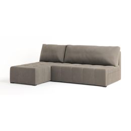 ECKSOFA DOMIRA Beige Pl&uuml;sch-Stoff mit Schlaffunktion