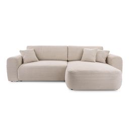 ECKSOFA VIVA Beige Kordstoff mit Schlaffunktion