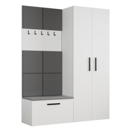 GARDEROBENSCHRANK MODULO 160,6/204/40 cm Modern Garderobe-Set Wei&szlig;