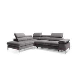 ECKSOFA MESTO Grau Velours-Stoff mit Schlaffunktion