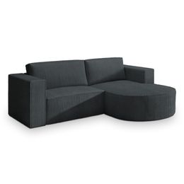 ECKSOFA SORELA P R-S Graphitfarben Kordstoff mit Schlaffunktion