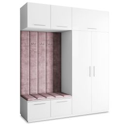 GARDEROBENSCHRANK REMA 200/240/60 cm Modern Garderobe-Set Wei&szlig;