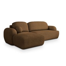 ECKSOFA MODENZA N L-S Braun Boucle-Stoff mit Schlaffunktion