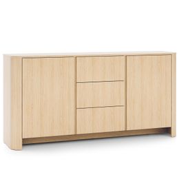 SIDEBOARD AVORIO 168/84/39cm mit 3 Schubladen 2 T&uuml;ren Eichefarben