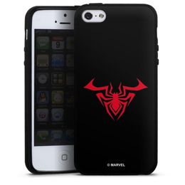 DeinDesign iPhone SE (2016-2019) Handy Silikon H&uuml;lle Case schwarz Handyh&uuml;lle Marvel Logo Spiderman