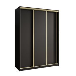 SCHWEBET&Uuml;RENSCHRANK NISSE 150/205/60 cm 3-t&uuml;rig Schwarz