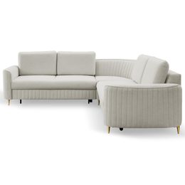 ECKSOFA VELA R-S Hellgrau Velours-Stoff mit Schlaffunktion