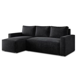 ECKSOFA POTARO LM Schwarz Chenille mit Schlaffunktion