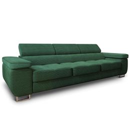 BETTSOFA MOSINE Gr&uuml;n Kordstoff mit Schlaffunktion