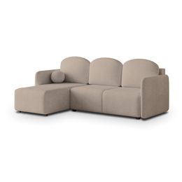 ECKSOFA SUVINO Beige Geflochtener Stoff mit Schlaffunktion
