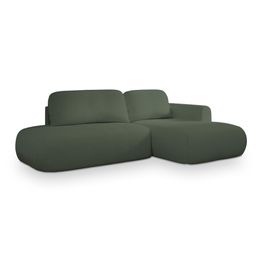 ECKSOFA NUVIRA R-S Gr&uuml;n Boucle-Stoff mit Schlaffunktion