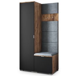 GARDEROBENSCHRANK LORI 95/181/51 cm Modern Garderobe-Set Eiche Lefkas