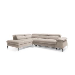 ECKSOFA MESTO Beige Velours-Stoff mit Schlaffunktion