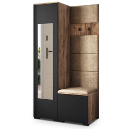 GARDEROBENSCHRANK VIRA 95/181/51 cm Modern Garderobe-Set Eiche Lefkas
