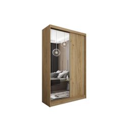 SCHWEBET&Uuml;RENSCHRANK PATRIZIA 120/216/61 cm 2-t&uuml;rig mit Spiegel Eiche Artisan