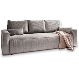 BETTSOFA MENI Hellgrau Kordstoff mit Schlaffunktion