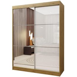 SCHWEBET&Uuml;RENSCHRANK VITALE 150/216/61 cm 2-t&uuml;rig mit Spiegel Eiche Artisan