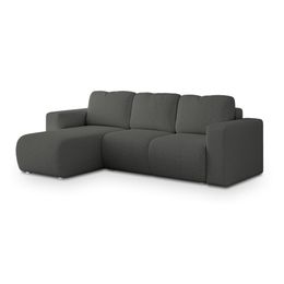ECKSOFA RINOVA Grau Boucle-Stoff mit Schlaffunktion