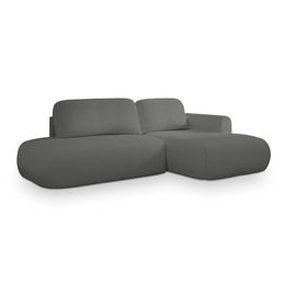 ECKSOFA NUVIRA R-S Grau Boucle-Stoff mit Schlaffunktion