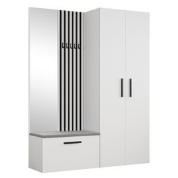GARDEROBENSCHRANK MODULO 160,6/204/40 cm Modern Garderobe-Set Wei&szlig;