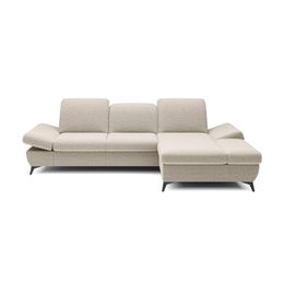ECKSOFA FELICE R-S Creme Geflochtener Stoff mit Schlaffunktion