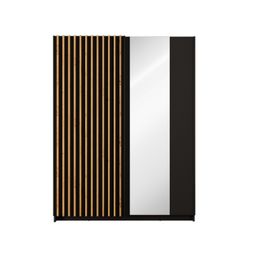 SCHWEBET&Uuml;RENSCHRANK MAREN 150,6/198,5/55cm 2-t&uuml;rig mit Spiegel Schwarz