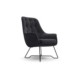 SESSEL SEDUTA, Modern Polstersessel Loungesessel, Velours-Stoff Schwarz