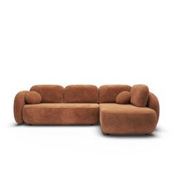 ECKSOFA AMICO II R-S Orange Geflochtener Stoff mit Schlaffunktion