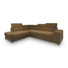 ECKSOFA ALVORO L-S Orange Boucle-Stoff mit Schlaffunktion