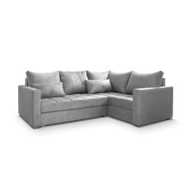 ECKSOFA LIRENO R-S Hellgrau Pl&uuml;sch-Stoff mit Schlaffunktion