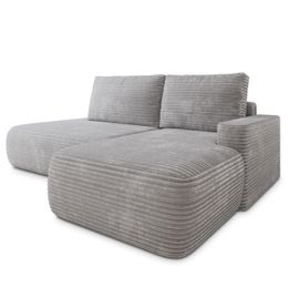 ECKSOFA AVINI T R-S Hellgrau Kordstoff mit Schlaffunktion