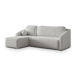 ECKSOFA MARELLO Hellgrau Boucle-Stoff mit Schlaffunktion