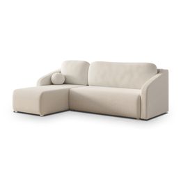 ECKSOFA MARELLO Creme Boucle-Stoff mit Schlaffunktion