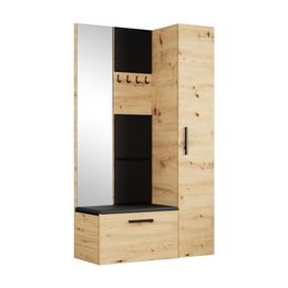 GARDEROBENSCHRANK MODULO 120,6/204/40 cm Modern Garderobe-Set Eiche Artisan