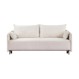 BETTSOFA ARNO Beige Pl&uuml;sch-Stoff mit Schlaffunktion