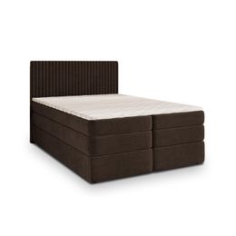 BOXSPRINGBETT FELBIO 180x200 cm mit Matratze und Topper - Braun