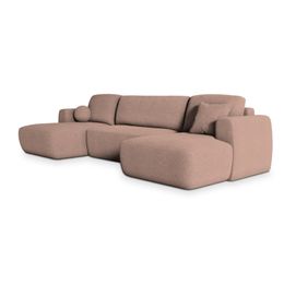 WOHNLANDSCHAFT SENTUM N Rosa Boucle-Stoff mit Schlaffunktion
