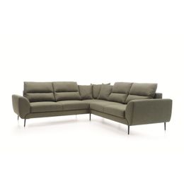 ECKSOFA SETTE Gr&uuml;n Velours-Stoff mit Schlaffunktion